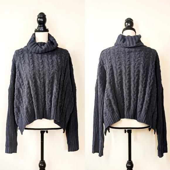 POL | Sweaters | Nwt Pol Gray Cable Knit Velour Chunky Sweater | Poshmark